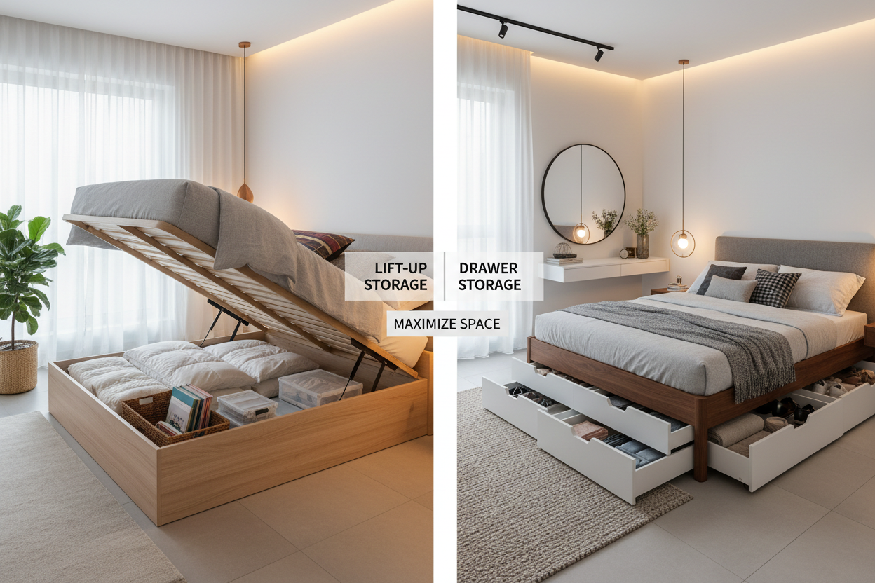 Storage Bed Ideas: Lift-Up vs Drawers (Space-Saving Guide)