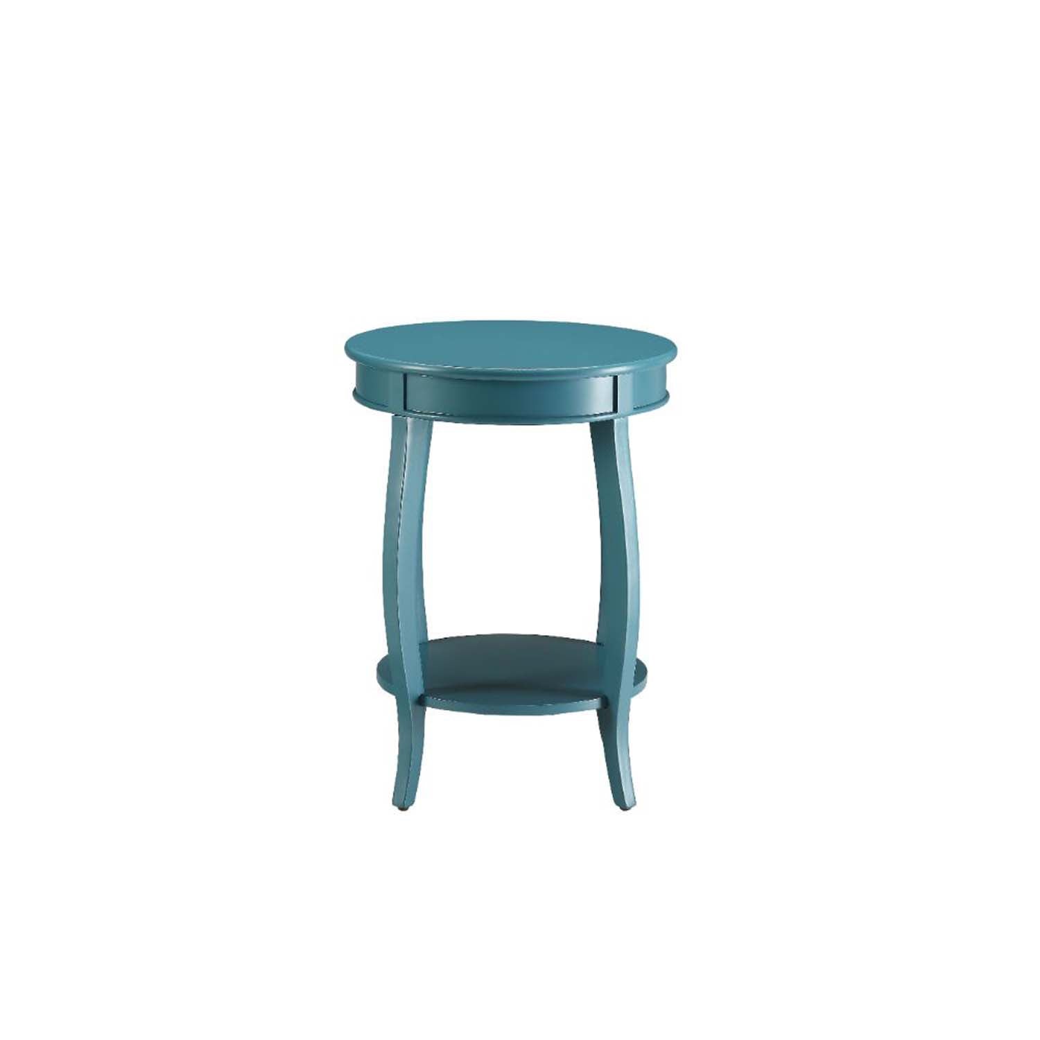 Aberta Round Accent Table, Teal Finish